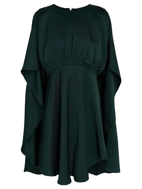 Zimmermann Cape-effect Satin-twill Mini Dress - Forest Green