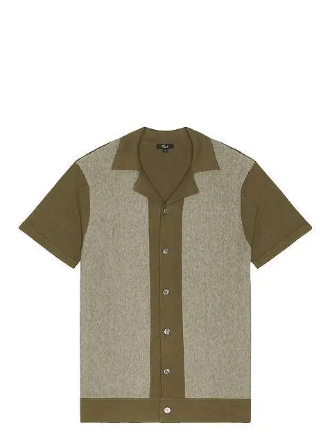 Rails Silas Knitted Shirt In Green - Olive Khaki Stripe