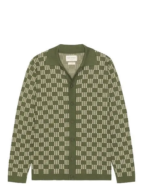 FAR AFIELD Criss Cross Cardigan - Green & Stone