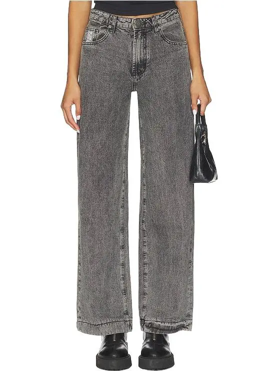 ONETEASPOON Jackson Mid Waist Wide Leg Jeans - Rocco Grey Black