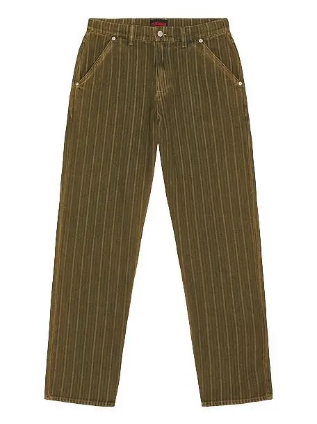 PLEASURES Rail Stripe Work Pants - Brown