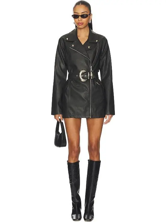 Show Me Your Mumu Stapleton Mini Dress - Caviar Faux Leather