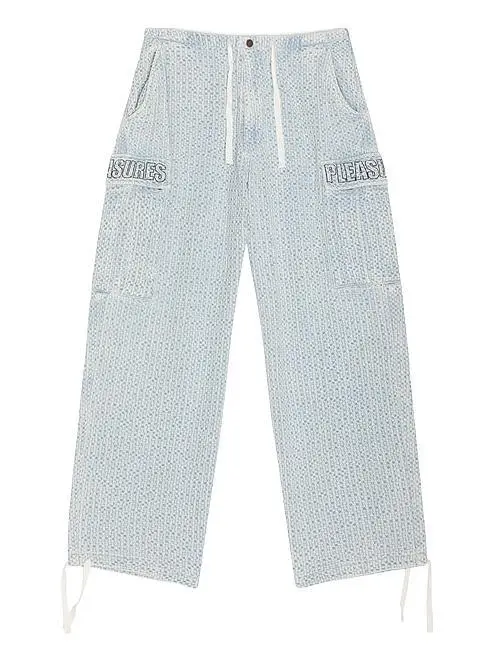 PLEASURES Knitted Cargo Trousers - Indigo
