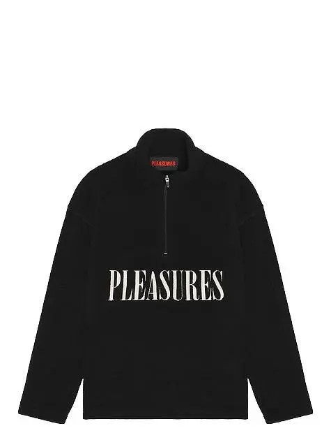 PLEASURES Onyx Half Zip Polar Fleece - Black