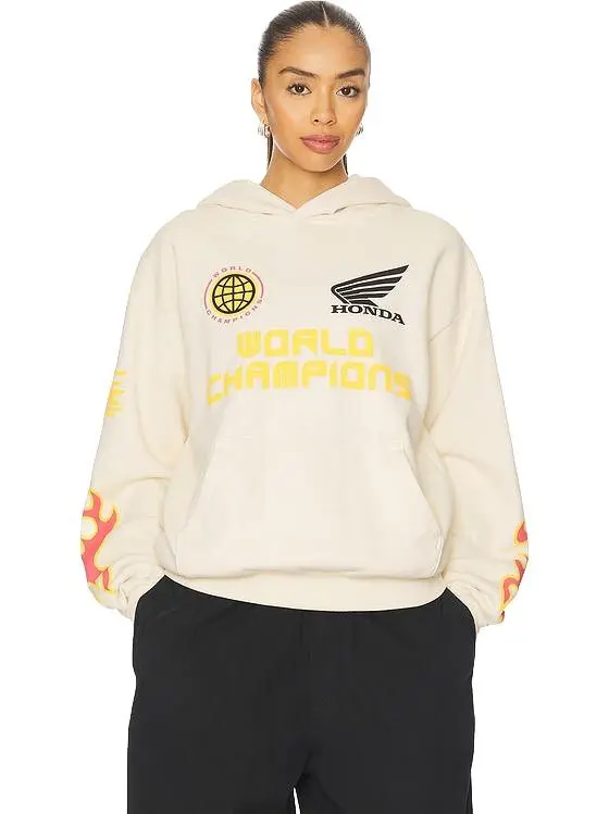 CPTN APPAREL Flamed Up Full Zip Hoodie - Natural