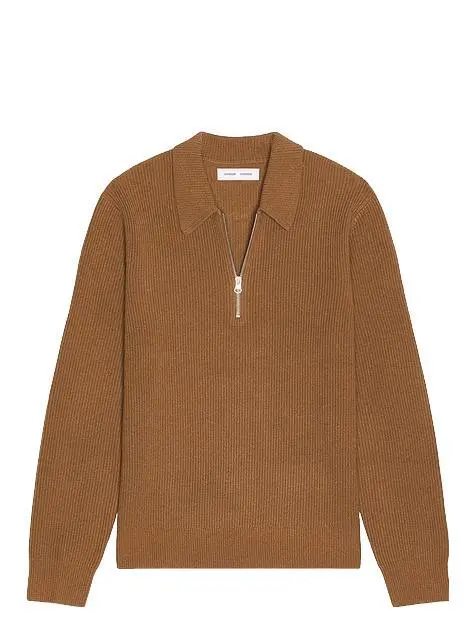 SAMSOE SAMSOE Isaks Polo Sweater In Brown - Otter