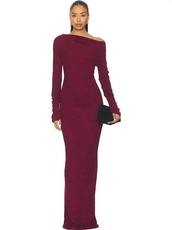 SNDYS Reyna Red Print Dress - Cabernet