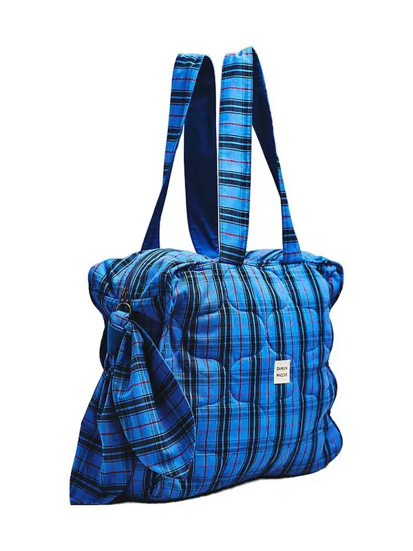 DAMSON MADDER Large Checkered Tote - Blue Plaid