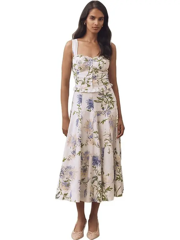 REFORMATION Anatolia Corset Tank & A-line Midi Skirt Set - Serenity