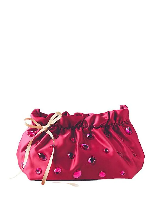 Anthropologie Embellished Cosmetic Pouch - Burgundy