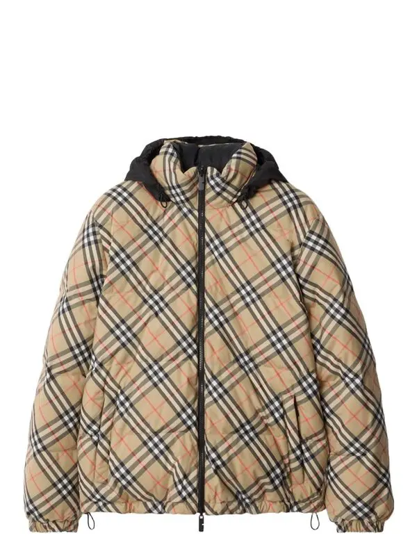 Burberry Reversible Check Snowdon Puffer Jacket - Sand Beige