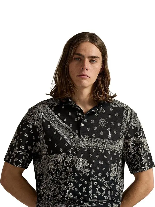 Ralph Lauren Classic Fit Bandanna Mesh Polo Shirt - Yukon Patchwork Bandana