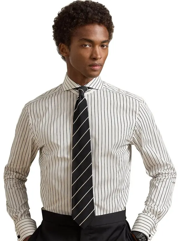 Ralph Lauren Striped French Cuff Shirt - White/black