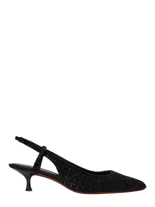 Ralph Lauren Beaded Satin Slingback Heel - Black