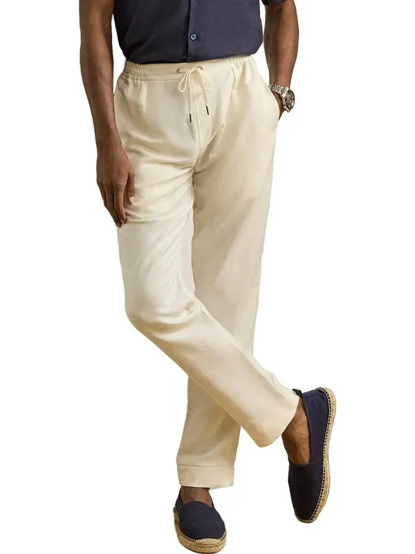 Ralph Lauren Silk-linen Pleated Trousers - Classic Cream
