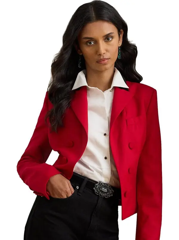 Ralph Lauren Wool Twill Cropped Blazer - Ralph Red/black