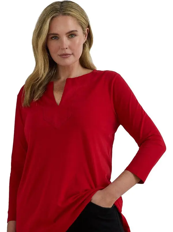 Ralph Lauren Cotton Jersey Three-quarter-sleeve Tunic - Ralph Red