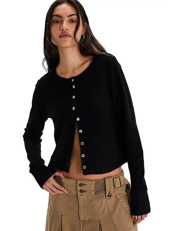 Free People Nocturnal Cashmere Cardigan - Velvet Black