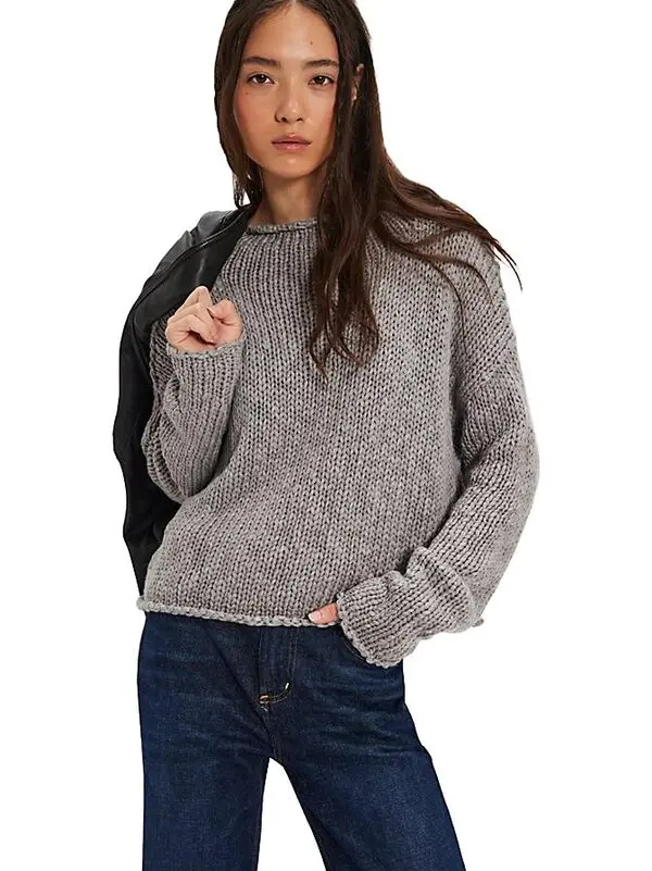 Free People Opal Rollneck Knit Sweater - Grey Flannel