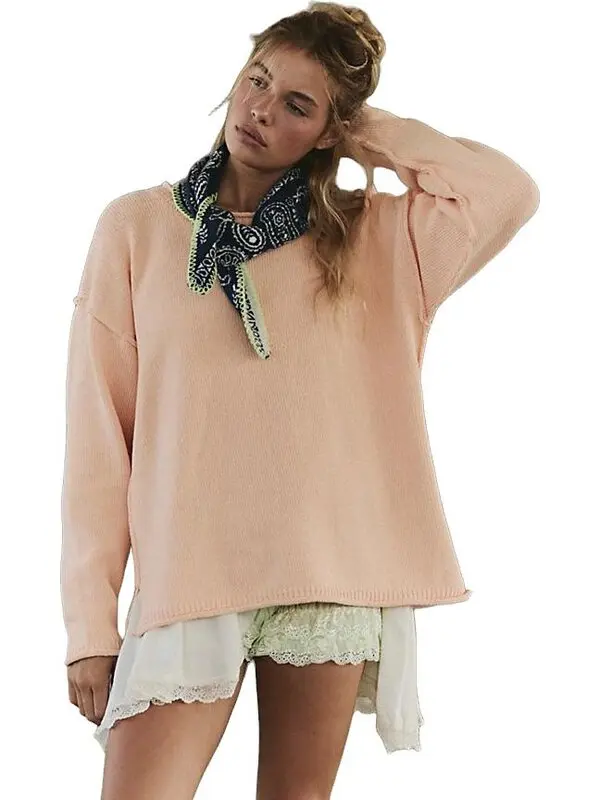 Free People We The Free Ella Roll-neck Knit Sweater - Pale Peach
