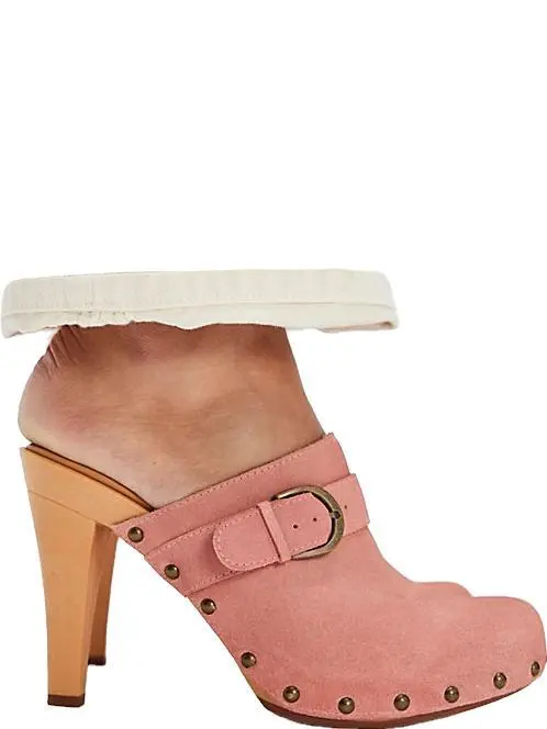 CANDIE'S Buckle Clogs - Pink Suede