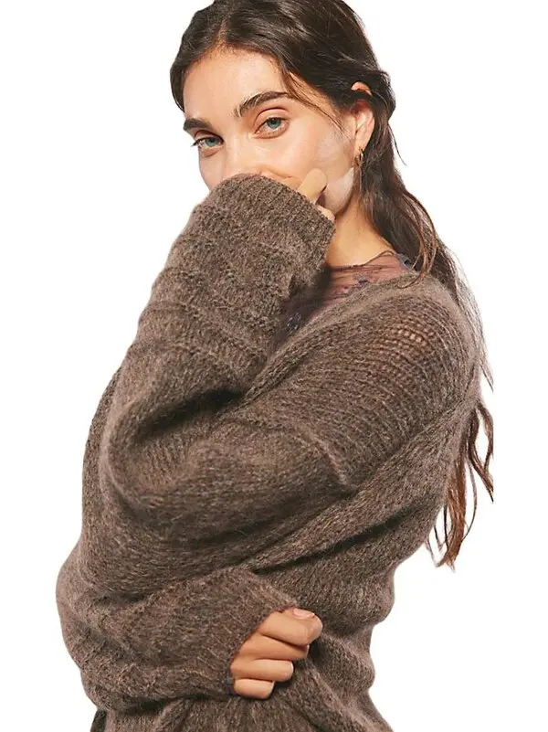 Free People Marina Softspun Knit Sweater - Dark Brown