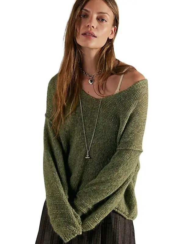 Free People Marina Softspun Knit Sweater - Dark Herb