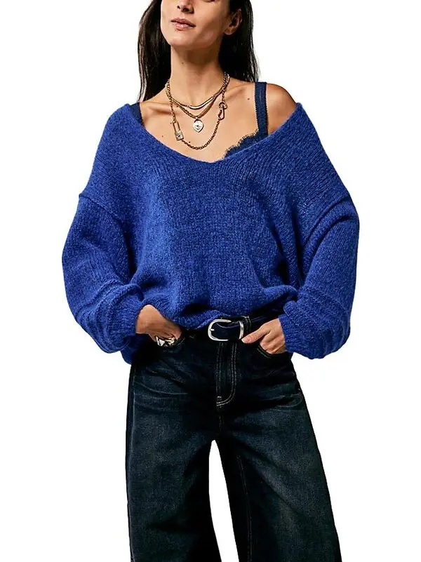 Free People Marina Softspun Knit Sweater - Lapis Blue
