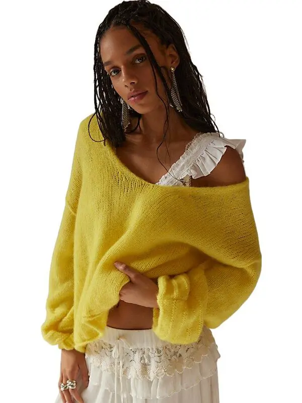 Free People Marina Softspun Knit Sweater - Yellow