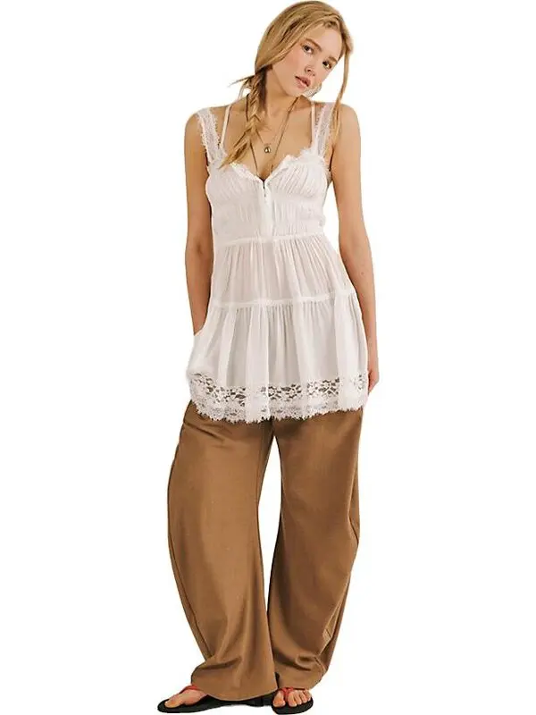 Free People Spotlight Washed Barrel Chino Trousers - Iced Coffee