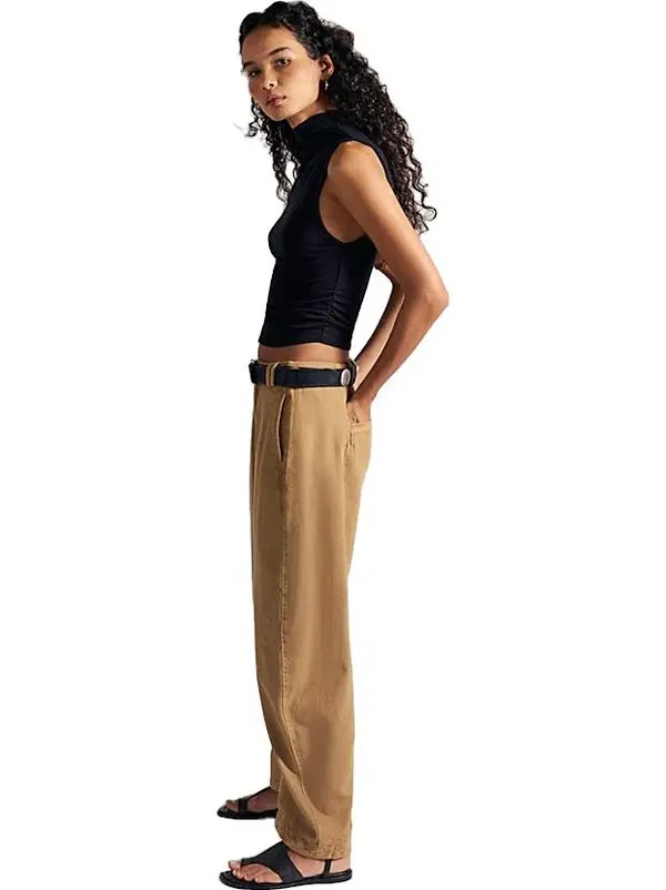 Free People Washed Barrel Chino Trousers - Iced Coffee