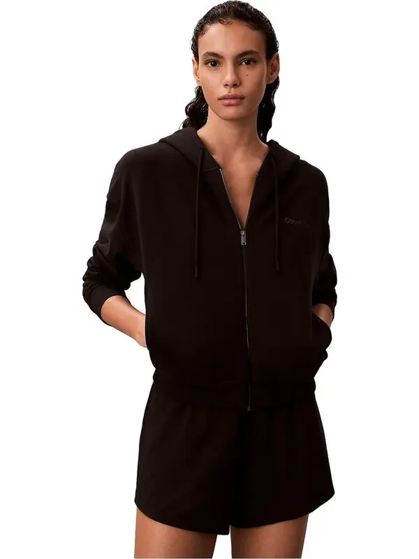 Calvin Klein Cotton Blend Terry Relaxed Sleep Hoodie - Black