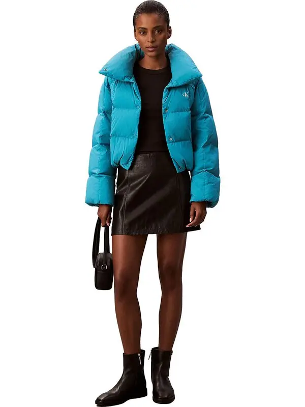 Calvin Klein Crinkle Nylon Puffer Jacket - Teal Slate