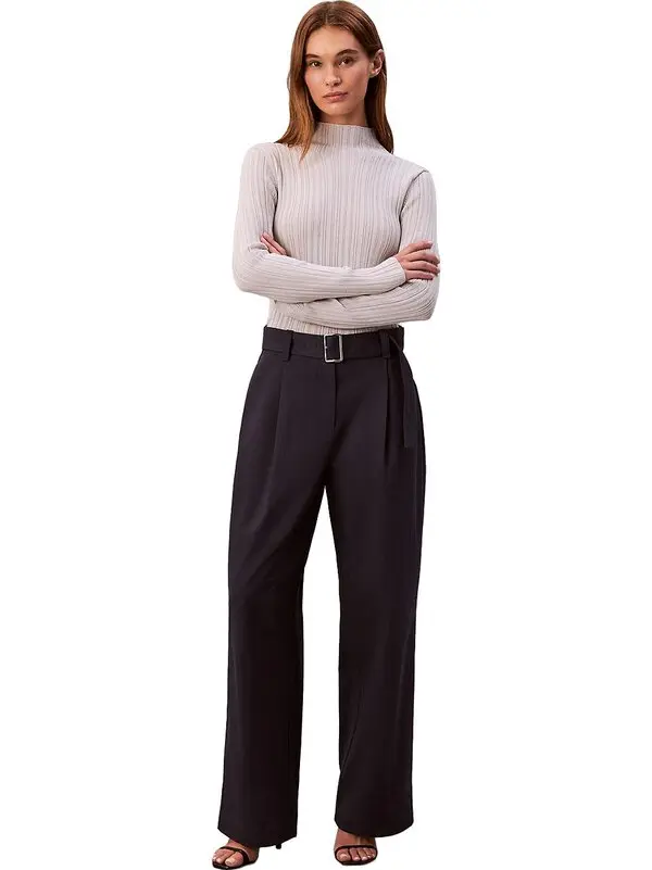 Calvin Klein Belted Tailored Pants - Inkwell