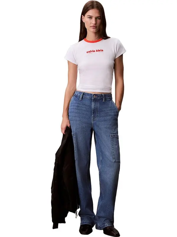 Calvin Klein Wide Leg Cargo Jeans - Runaway Blue