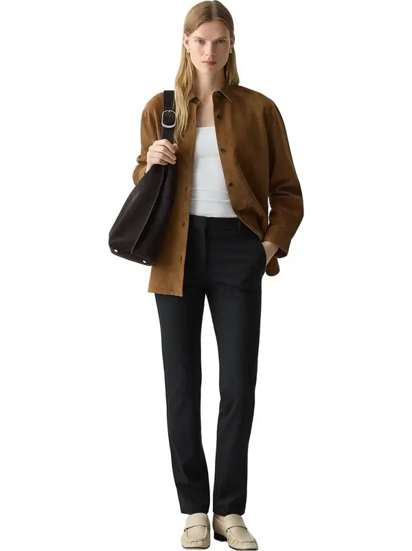 Theory Slim Leg Wool-blend Knit Pant - Black