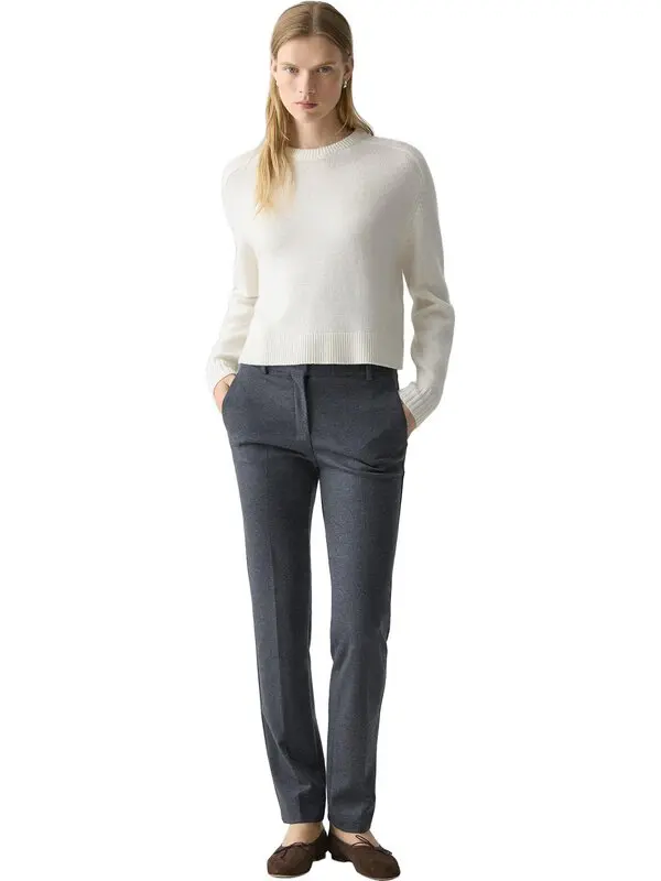 Theory Slim Leg Wool-blend Knit Pant - New Charcoal Melange