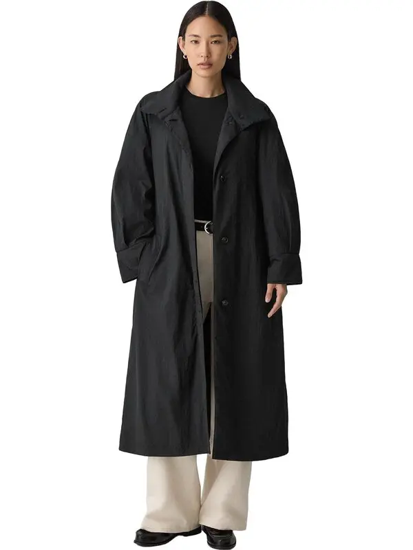 Theory Long Parka In Recycled Nylon - Black