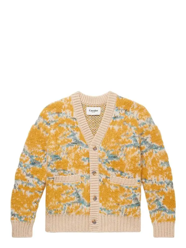 CORRIDOR Jacquard-knit Cotton-blend Cardigan - Yellow