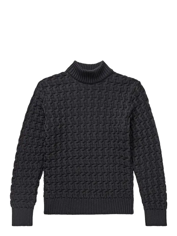 S.N.S. HERNING Stark Slim-fit Cable-knit Merino Wool Sweater - Gray
