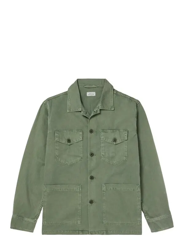 Hartford Jeffrey Herringbone Cotton-gabardine Jacket - Green