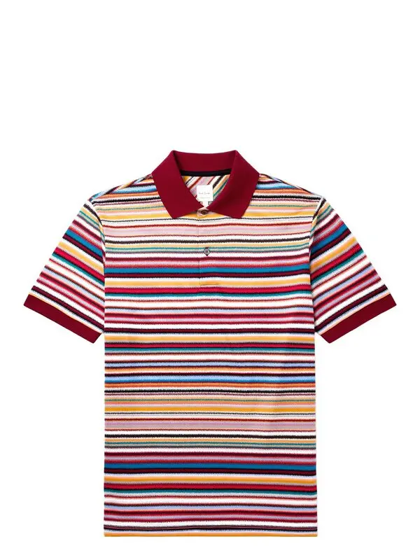 Paul Smith Striped Cotton Polo Shirt - Red