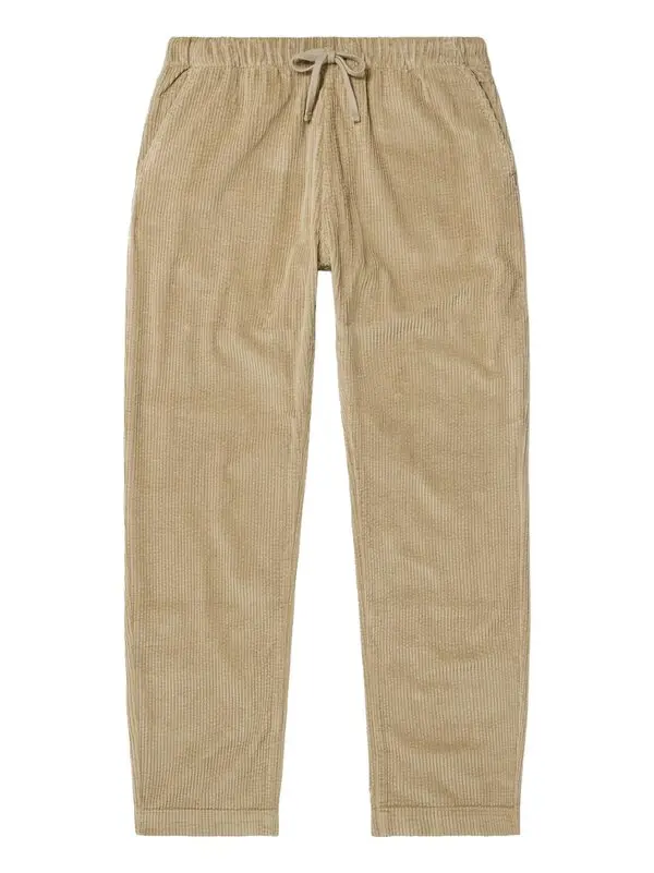 Hartford Straight-leg Cotton-corduroy Drawstring Trousers - Neutrals