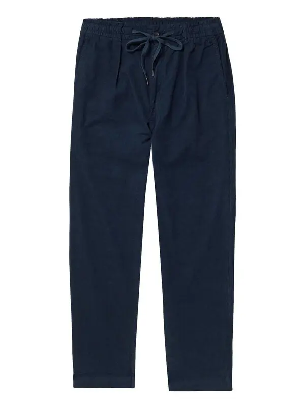 Ralph Lauren Pleated Tapered Cotton-corduroy Trousers - Blue