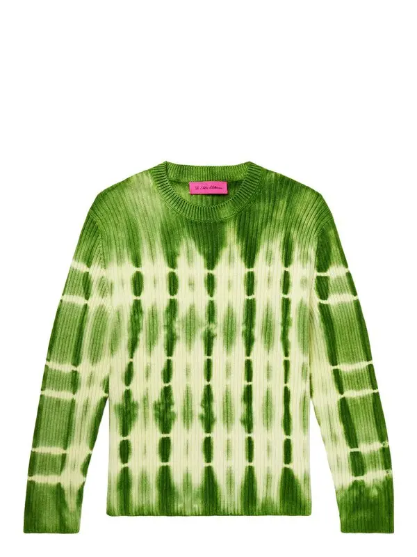 THE ELDER STATESMAN Wire' Tie-dyed Ribbed Cashmere Sweater - Green