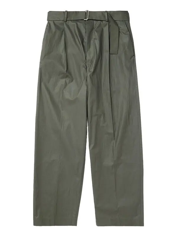 Acne Studios Pasoro Belted Straight-leg Cotton-poplin Trousers - Green