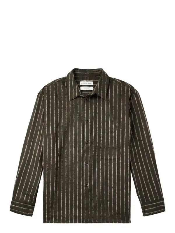 A KIND OF GUISE Gusto Striped Virgin Wool-blend Shirt - Green
