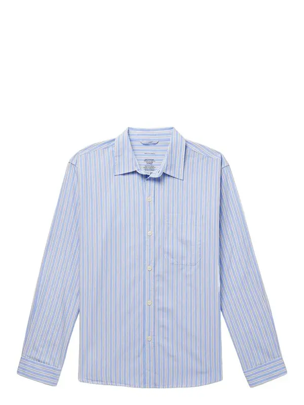 MFPEN Distant Striped Organic Cotton-poplin Shirt - Blue