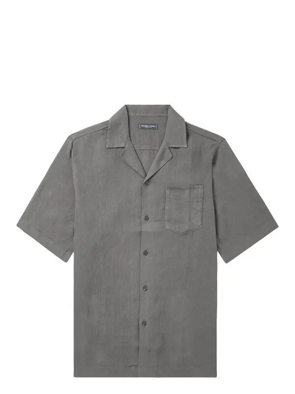 Frescobol Carioca Angelo Camp-collar Linen Shirt - Gray