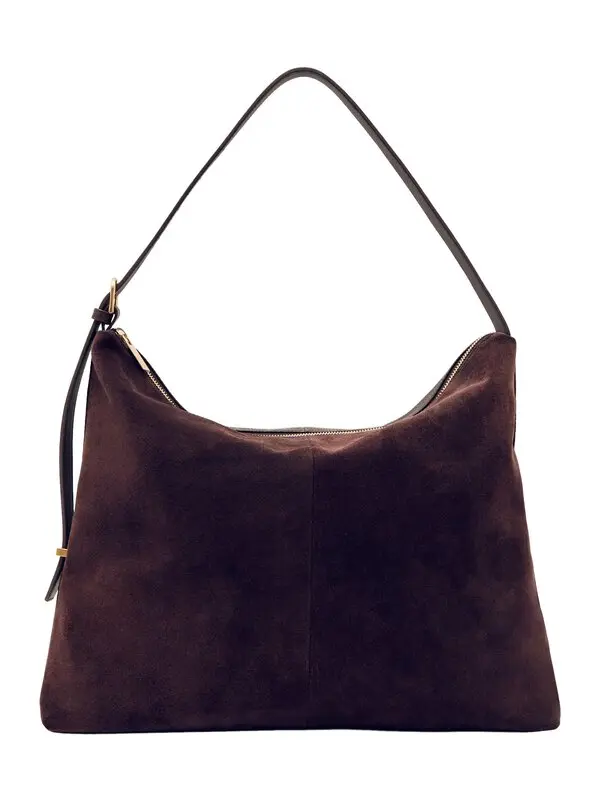 REISS Grained Leather Vigo Tote Bag - Burgundy